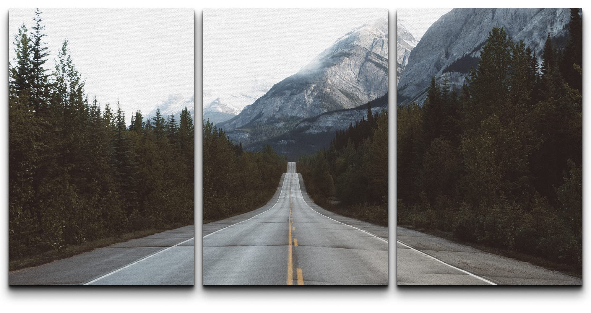 wall26 - 3 Piece Canvas Wall Art - Road in Mountain Area - Modern Home Art Stretched and Framed Ready to Hang - 24"x36"x3 Panels