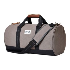 the mastline co. | hudson barrel duffel travel bag | canvas & leather (dark grey) one_size