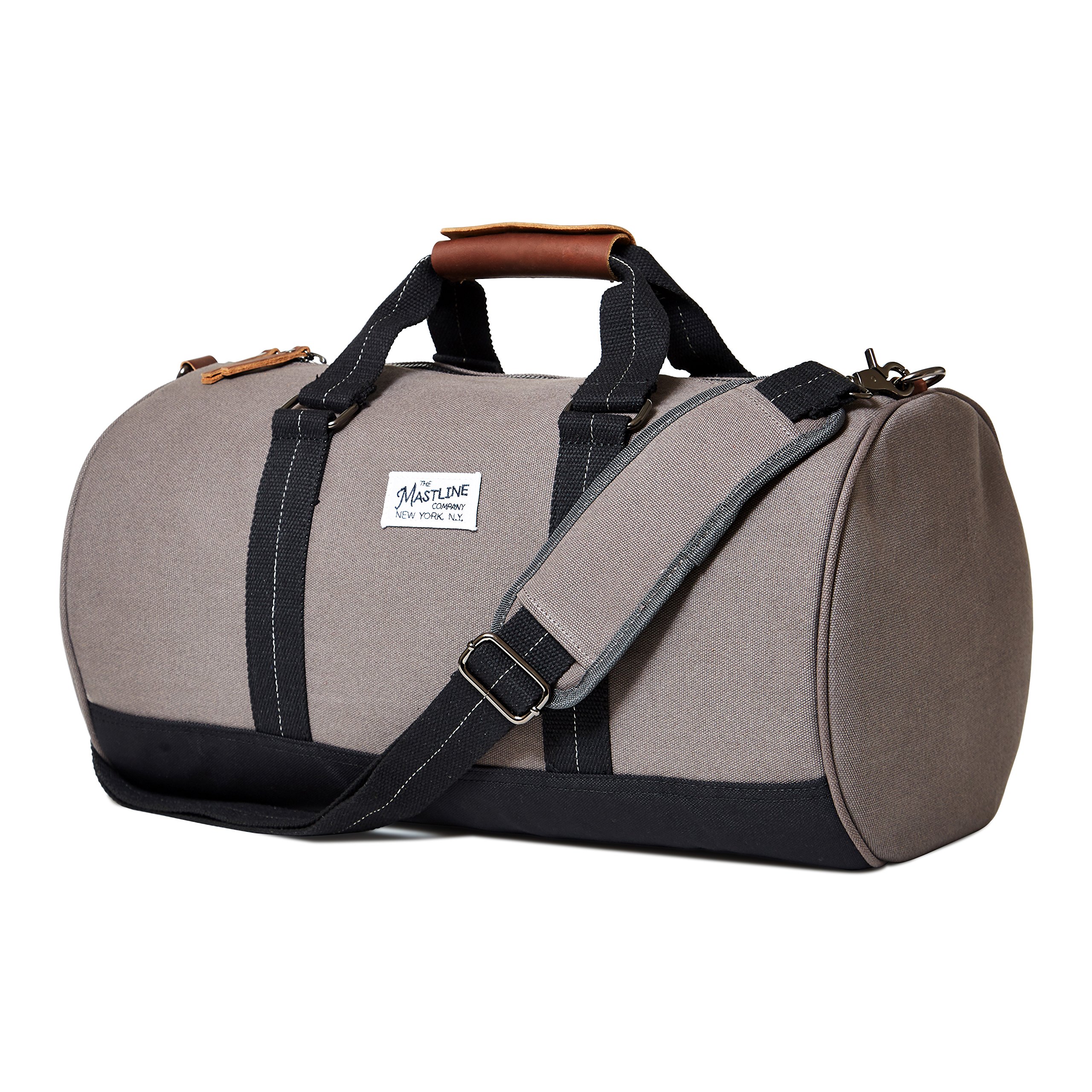 THE MASTLINE Co. | Hudson Barrel Duffel Travel Bag | Canvas & Leather (Dark Grey) One_Size