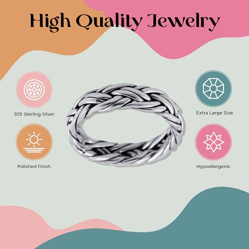 FashionJunkie4Life Sterling Silver Braided Ring Band Unisex Sizes 8-17 (14)