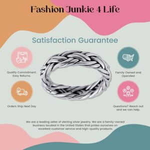 FashionJunkie4Life Sterling Silver Braided Ring Band Unisex Sizes 8-17 (14)