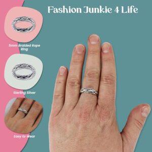 FashionJunkie4Life Sterling Silver Braided Ring Band Unisex Sizes 8-17 (14)