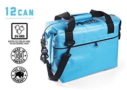 Bison Soft Cooler, Small Cooler Bag, Travel Cooler, Soft Sided Cooler Bag, Camping Coolers, Insulated Cooler, Soft Cooler Bag, Travel Cooler for Car, Bag Cooler (12-Can, Blue)