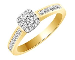 affy (0.8 cttw) white natural diamond square cluster engagement wedding ring for womens in 14k yellow gold with ring size 5