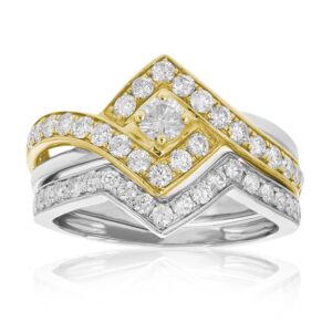 vir jewels 1 cttw diamond wedding engagement ring set 14k two tone gold princess halo style size 6