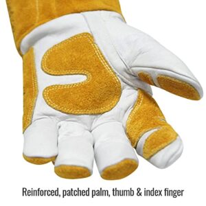 Revco GM1611 Top Grain Leather Cowhide MIG Welding Gloves with Reinforced Palm & Thumb and Index Finger, Seamless Forefinger, 5" Cuff For Extra Protection (2XL)