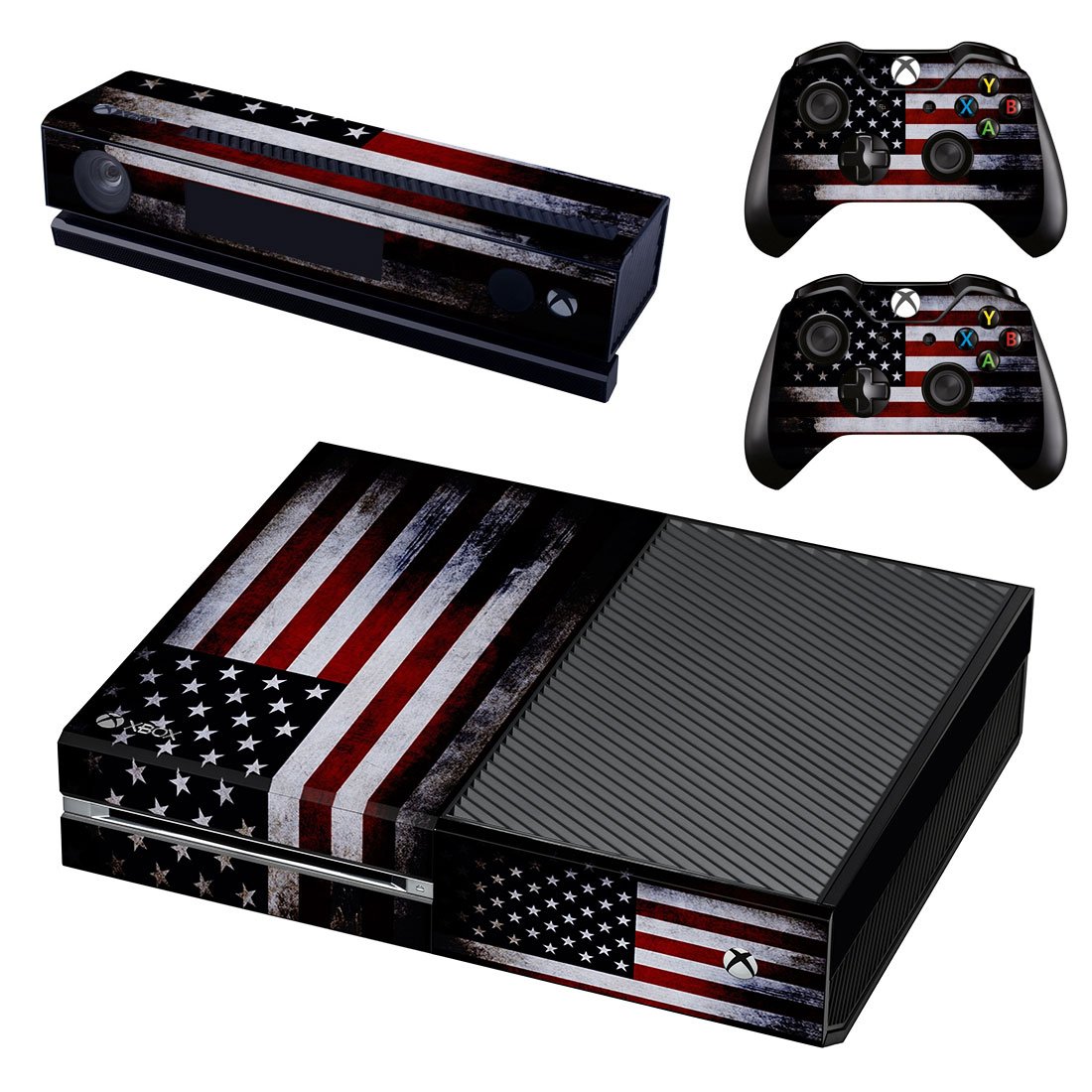 UUShop Protective Vinyl Skin Decal Cover for Microsoft Xbox One Console wrap sticker skins with two Free wireless controller decals American Flag(NOT for One S or X)