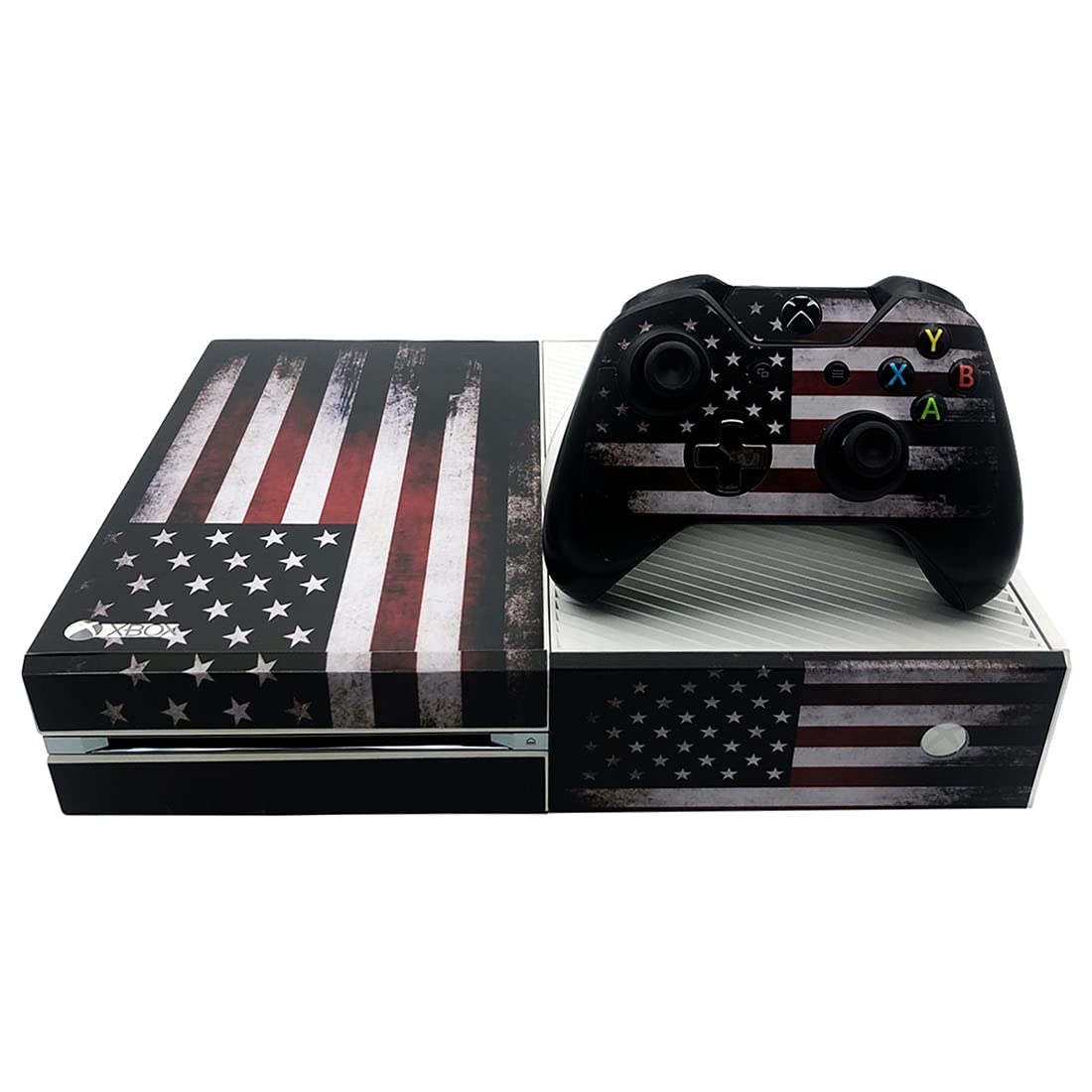 UUShop Protective Vinyl Skin Decal Cover for Microsoft Xbox One Console wrap sticker skins with two Free wireless controller decals American Flag(NOT for One S or X)