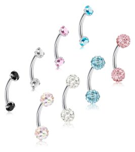 orazio 8pcs 16g stainless steel eyebrow ear navel belly lip ring body piercing jewelry 6-12mm (8pcs, 6mm)