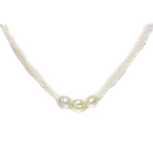 14k gold - saltwater akoya keshi & three baroque south sea pearl necklace- princess length