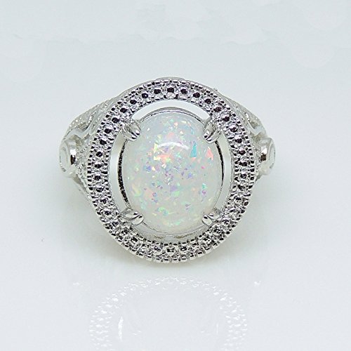 Ginger Lyne Collection Geneva Oval Shape Simulated Fire Opal Ring Size 10