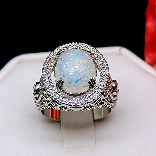 Ginger Lyne Collection Geneva Oval Shape Simulated Fire Opal Ring Size 10