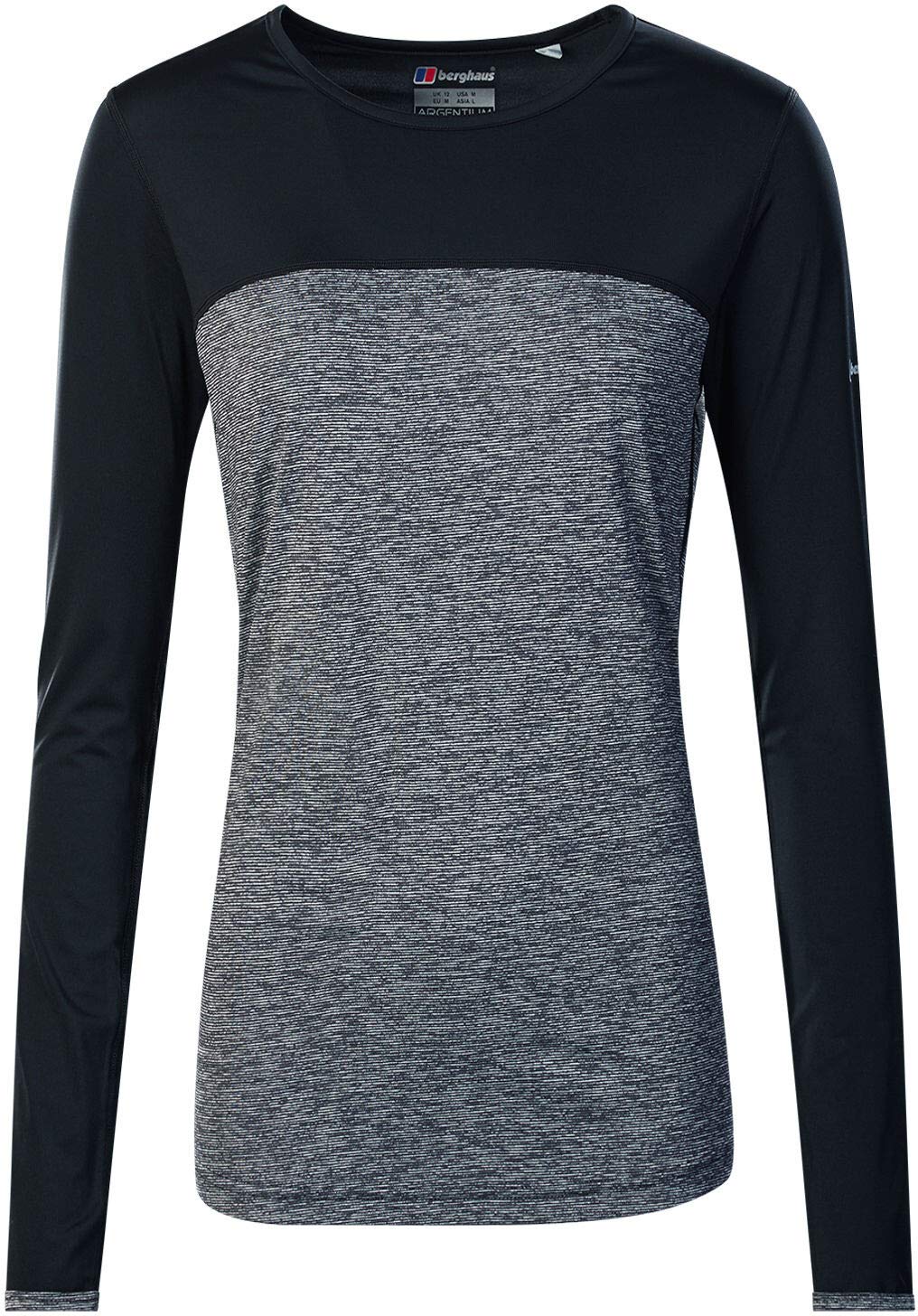 Berghaus Ladies Voyager Long Sleeve Crew Top Carbon Marl/Jet Black 12