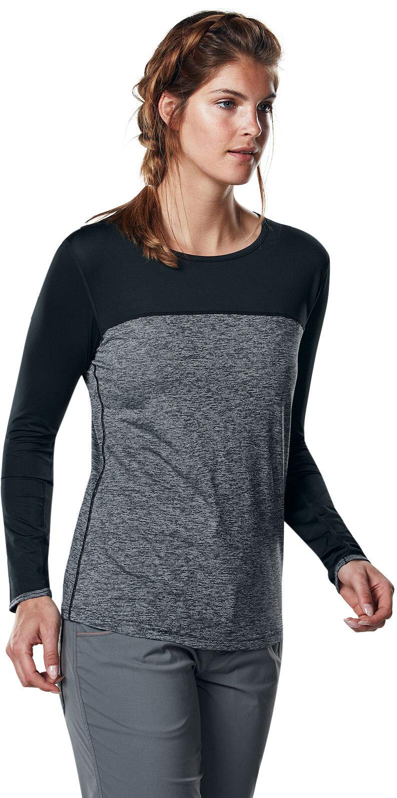 Berghaus Ladies Voyager Long Sleeve Crew Top Carbon Marl/Jet Black 12