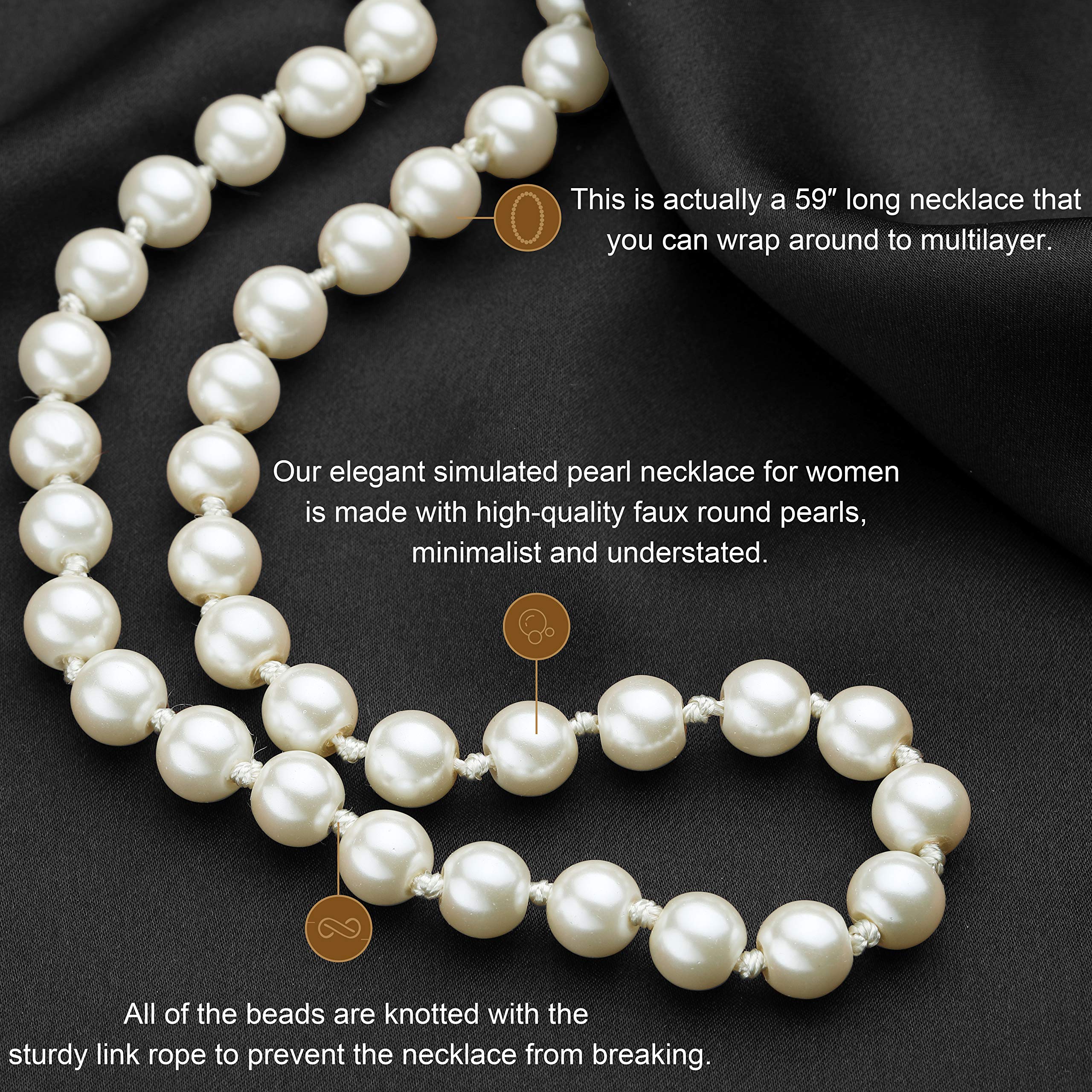 BABEYOND Long Pearl Necklace Faux Pearls Necklace Set Beaded Long Pearls Necklace 1920s Gatsby Costume Jewelry