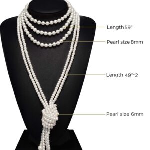 BABEYOND Long Pearl Necklace Faux Pearls Necklace Set Beaded Long Pearls Necklace 1920s Gatsby Costume Jewelry