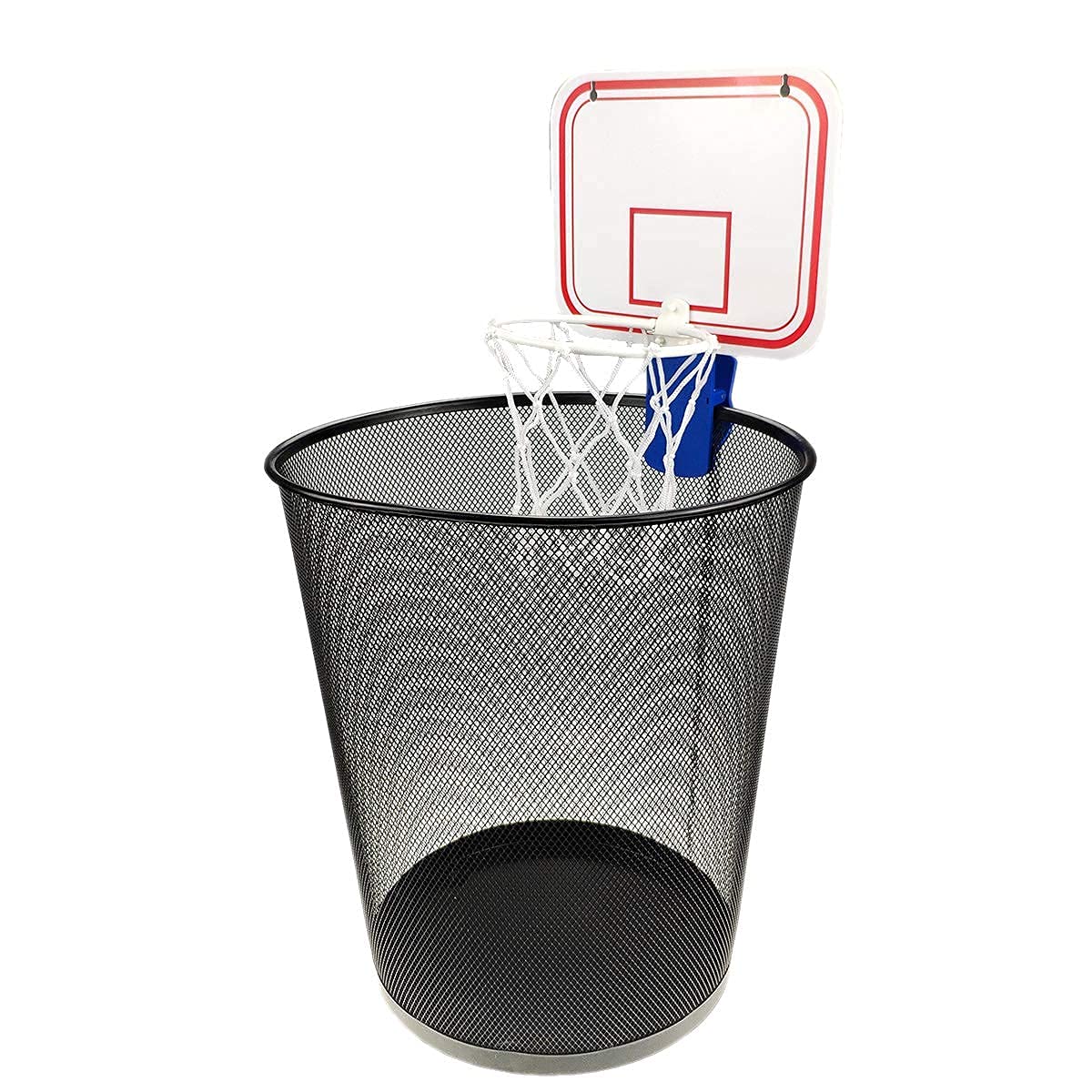 Silfrae Basketball Trash Can Mini Basketball Hoop Office Basketball Trash Can Basketball Goal for Garbage Can Office and Bed Room (Blue, 7.9 Inches * 6.3 Inches)