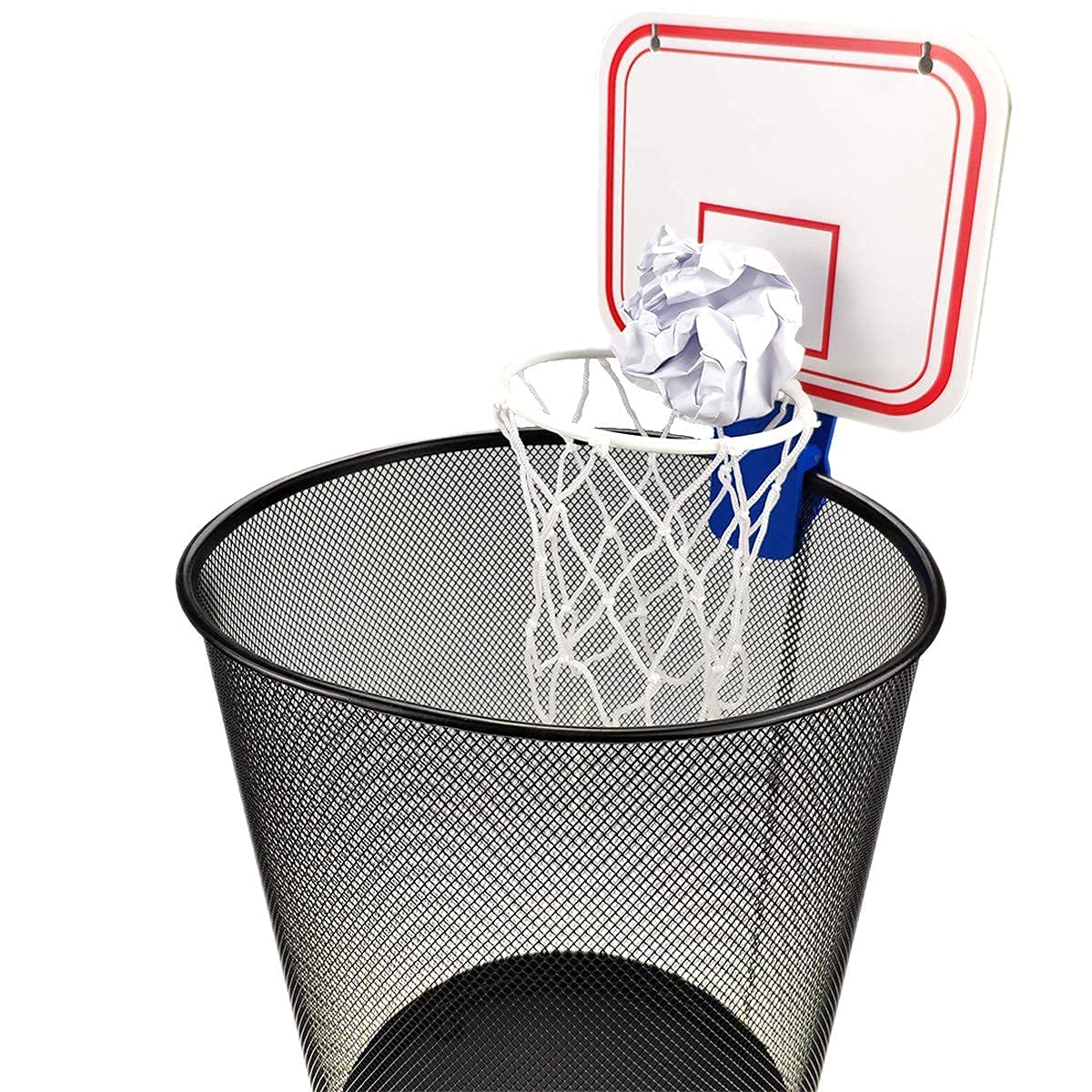 Silfrae Basketball Trash Can Mini Basketball Hoop Office Basketball Trash Can Basketball Goal for Garbage Can Office and Bed Room (Blue, 7.9 Inches * 6.3 Inches)