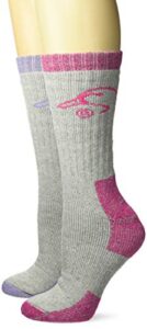 ducks unlimited women's heavyweight full cushion wool blend boot socks, lilac/fuchsia, medium (2-pair pack)