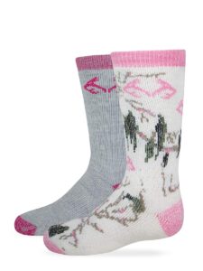 realtree girls kids pink camo boot socks (2-pair pack), small