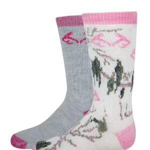 REALTREE Girls Kids Pink Camo Boot Socks (2-Pair Pack), Small