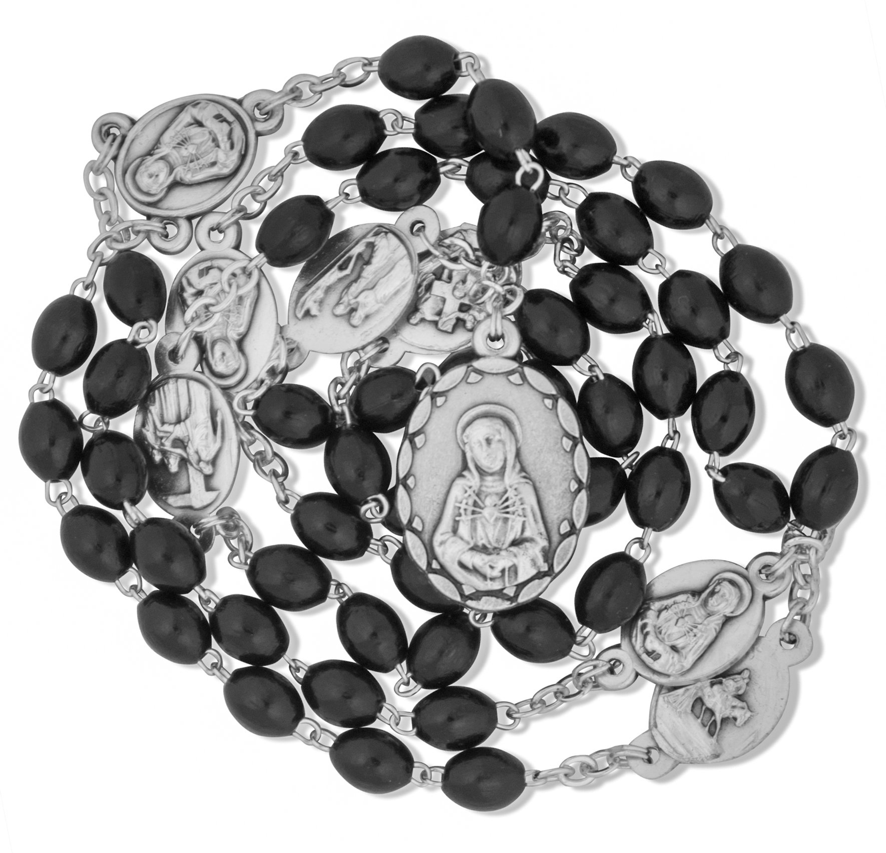 Venerare Traditional Catholic Seven Sorrows Rosary (Black Wood)