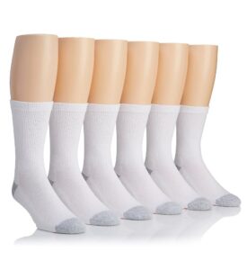 hanes ultimate mens 6-pack x-temp crew casual sock, white/gray stripes, 12-jun us