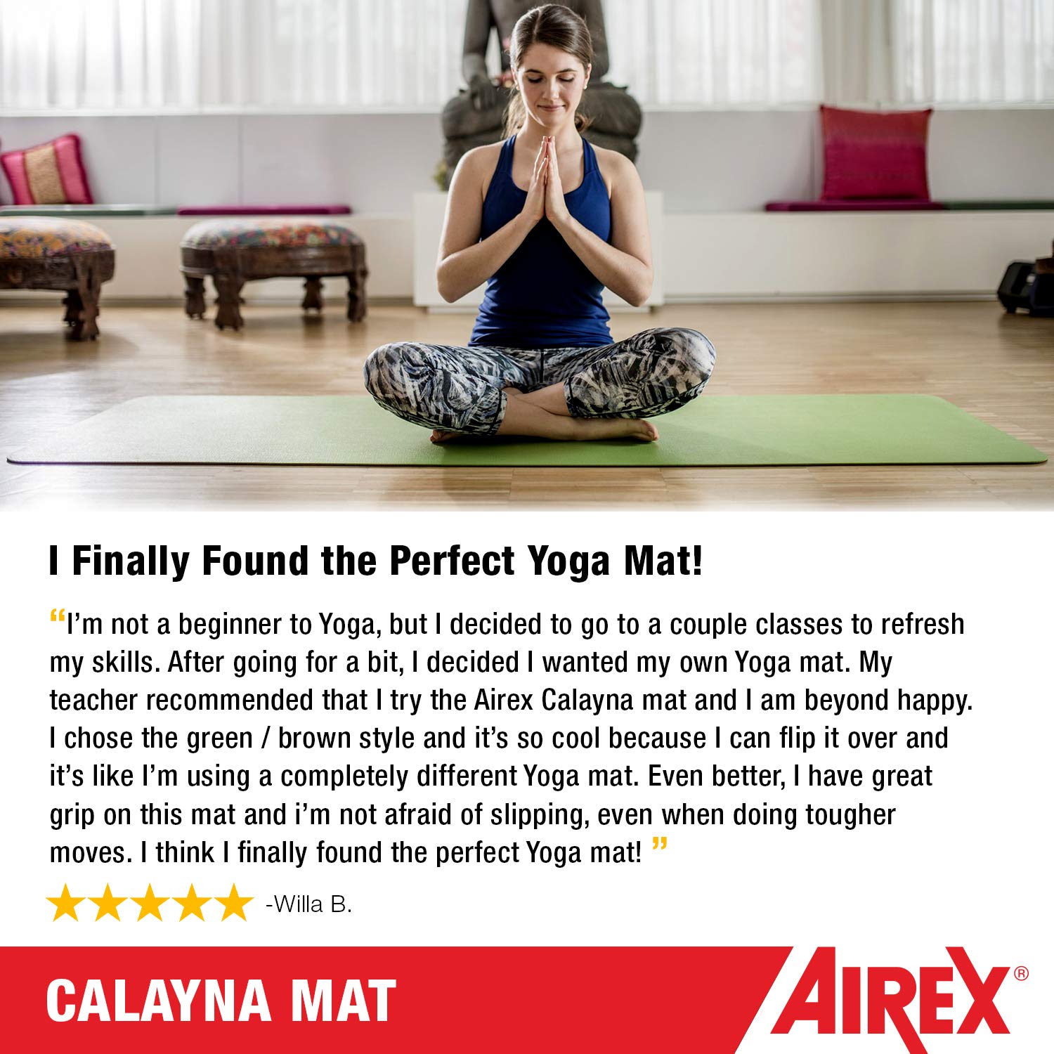 Airex Calyana Prime Yoga Mat, Ocean Blue