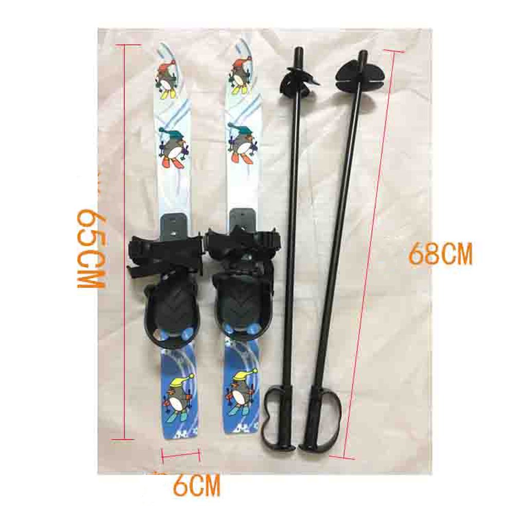 I-sport ABS Plastic Beginner Ski Sets Snow Skis and Poles with Universal Bindings (Penguin)