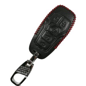 coolbestda leather key fob cover case remote keyless entry holder skin jacket for 2015 2016 2017 ford explorer edge mustang f-150 fusion lincoln mkz mkc m3n-a2c31243300