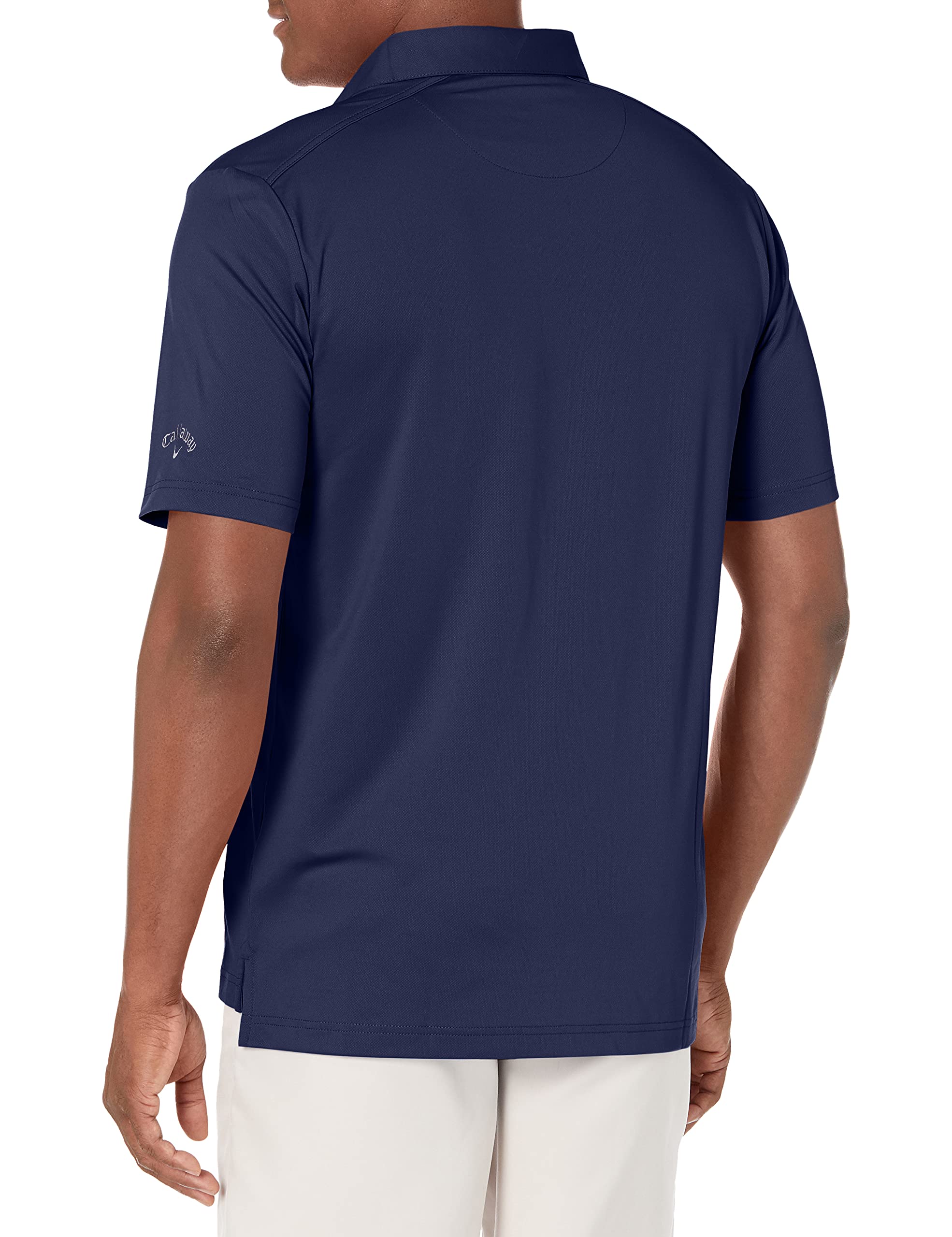 Callaway Men's Micro Hex Golf Performance Polo Shirt with Sun Protection, Solid Stretch Fabric, Peacoat, Large