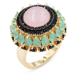 lavencious rose quartz vintage luxury design ring aaa cubic zirconia ethnic jewelry (rs2202-gd, 7)