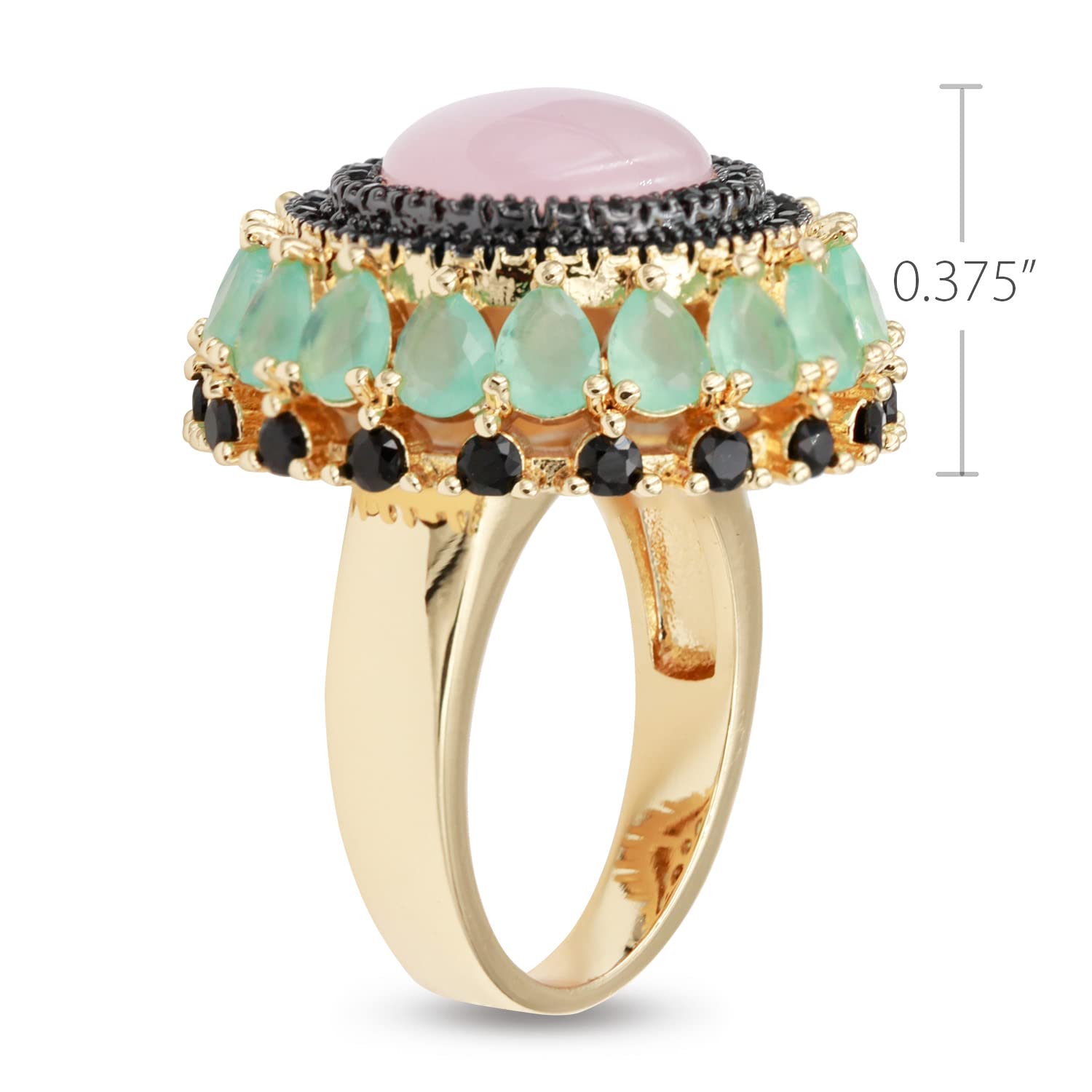 Lavencious Rose Quartz Vintage Luxury Design Ring AAA Cubic Zirconia Ethnic Jewelry (RS2202-GD, 7)