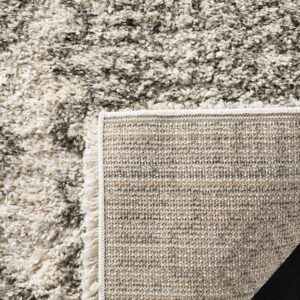 SAFAVIEH Hudson Shag Collection Area Rug - 8' x 10', Ivory & Grey, Moroccan Design, Non-Shedding & Easy Care, 2-inch Thick Ideal for High Traffic Areas in Living Room, Bedroom (SGH376A)