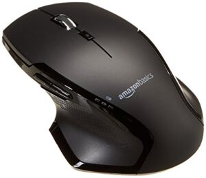 amazon basics full size ergonomic wireless mouse with fast scrolling, compatible with pc, mac, laptop - black