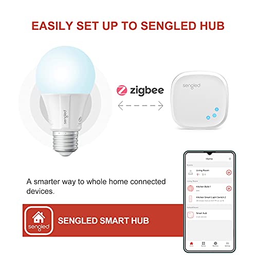 Sengled Zigbee Smart Light Bulbs, Smart Hub Required, Works with SmartThings and Echo with built-in Hub, Voice Control with Alexa and Google Home, Daylight 60W Equivalent A19 Alexa Light Bulb, 4 Pack