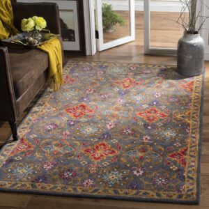 safavieh heritage collection 8' x 10' charcoal / multi hg415h handmade traditional oriental premium wool area rug