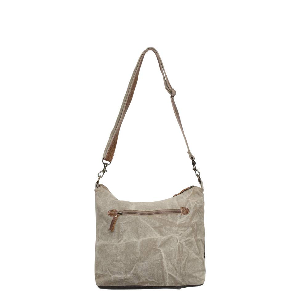 Myra Bags Double Zip Upcycled Canvas Shoulder Bag S-0904