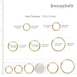 JewelrieShop Clip on Hoop Earrings for Women Fake Nose Ring Faux Lip Septum Ring Fake Cartilage Earrings Spring Endless Hoop Earrings Non Piercing Lobes Men (5 Pairs, 13mm-25mm, Gold)