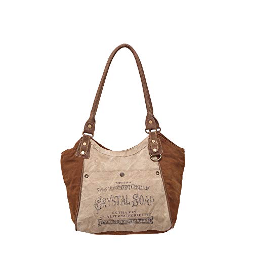 Crystal Soap Genuine Upcycled Canvas Leather Handle Shoulder Bag