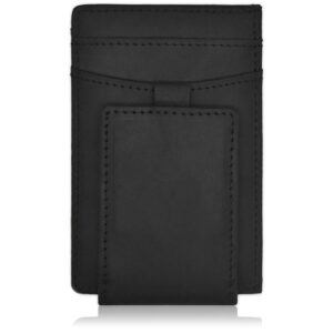 Fidelo Minimalist Wallet For Men - Slim Card Holder Wallet With a Powerful Magnetic Money Clip & RFID Blocking. This Pocket Clip Wallet is Made Out Of Full Grain Genuine Leather - Crazy Horse Black