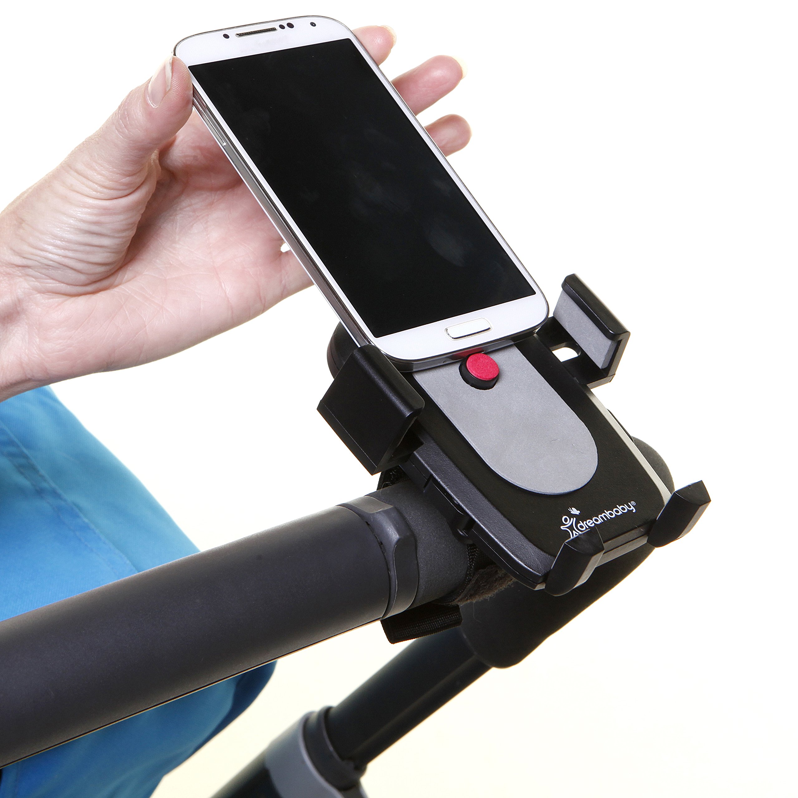 Dreambaby Stroller EZY-Fit Phone Holder- Suitable for Most Phones Including iPhone, Samsung, Motorola- Fits All Strollers, Prams, Wheelchairs, and More