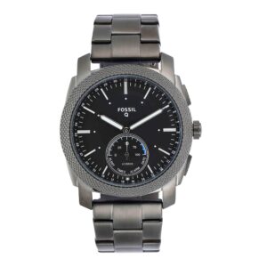 fossil men's 45mm machine stainless steel hybrid smart watch, color: smoke (model: ftw1166)