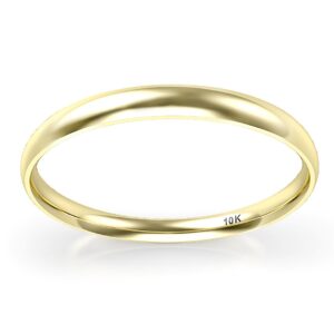 Sz 9.5 Solid 10K Yellow Gold 2MM Round Dome Wedding Band Ring