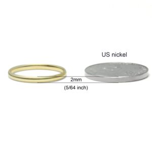 Sz 9.5 Solid 10K Yellow Gold 2MM Round Dome Wedding Band Ring