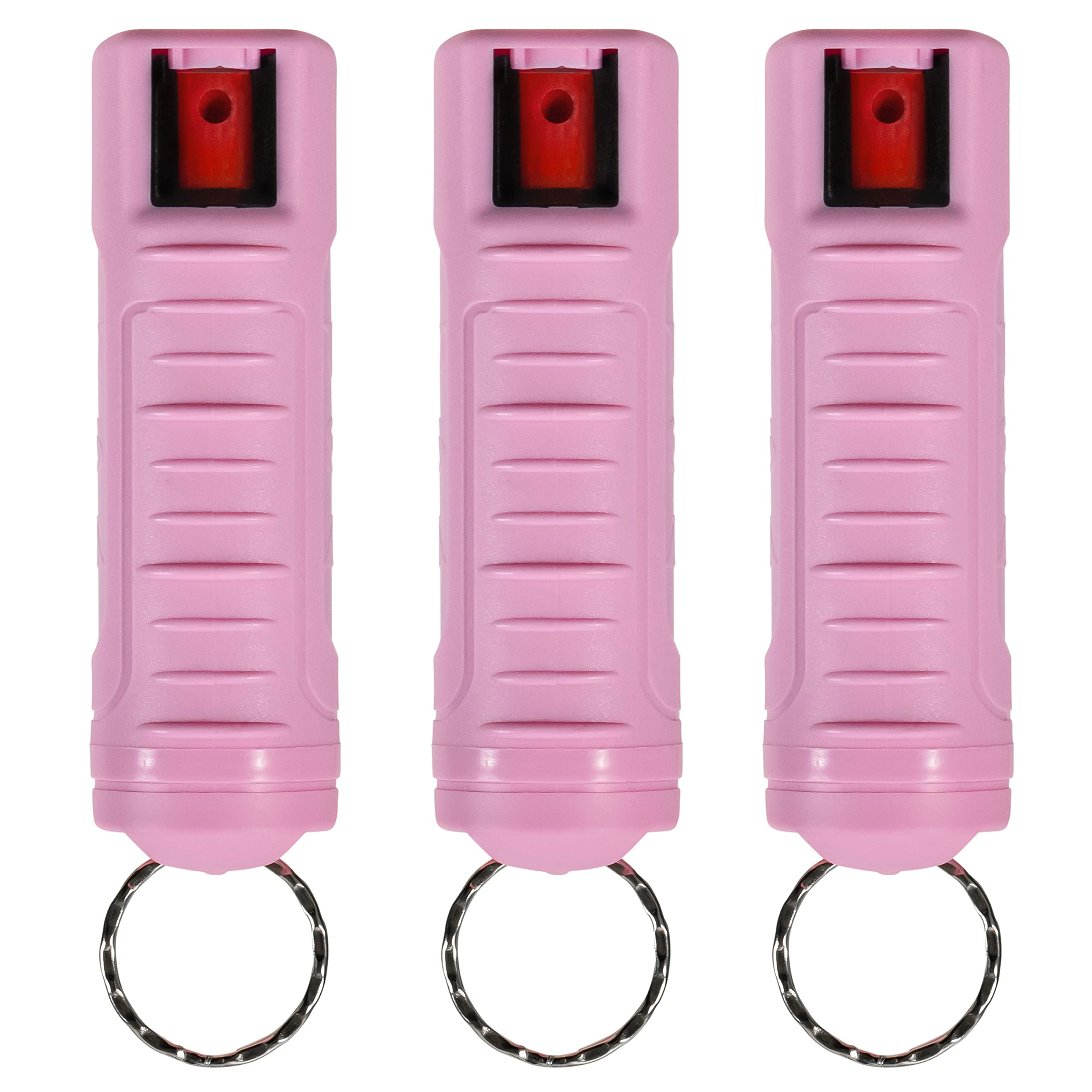 Police Magnum Pepper Spray Keychain Self Defense Belt Clips- Tactical Safety Key Chain Protection- Made In The USA-3 Pack Soft Pink INJ