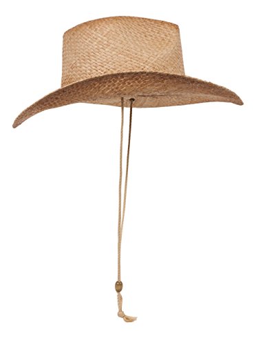 TOP HEADWEAR Outback Women's Cowboy Hat Tea Stained Shapeable Raffia Straw, Tan