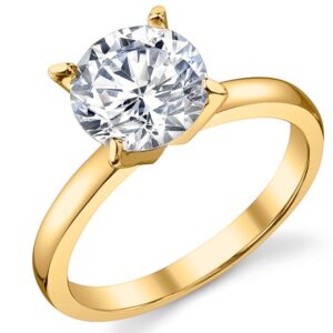 metal masters gold tone over sterling silver 925 2 carat round brilliant cubic zirconia cz wedding engagement ring 5