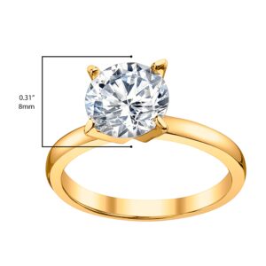 Metal Masters Gold Tone Over Sterling Silver 925 2 Carat Round Brilliant Cubic Zirconia CZ Wedding Engagement Ring 5