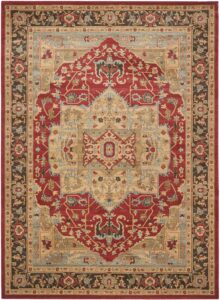 safavieh mahal collection area rug - 10' x 14', navy & natural, traditional oriental design, non-shedding & easy care, ideal for high traffic areas in living room, bedroom (mah656e)